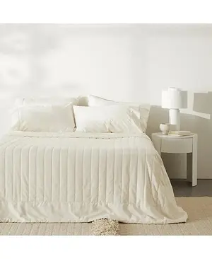 ETTITUDE Cleanbamboo Hemp Linen+ Coverlet, Full/queen - Stone