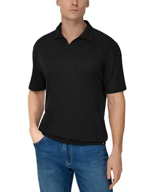 Boggi Milano Stretch Linen Jersey Polo Shirt - Black