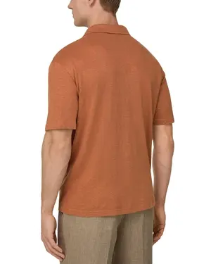 Boggi Milano Stretch Linen Jersey Polo Shirt - Rust
