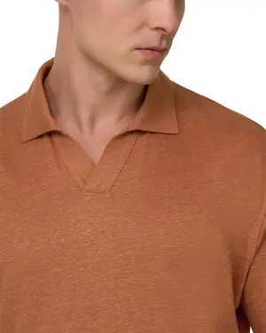 Boggi Milano Stretch Linen Jersey Polo Shirt - Rust