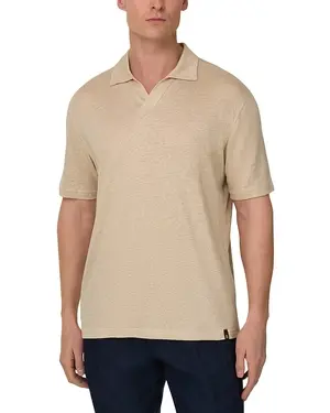 Boggi Milano Stretch Linen Jersey Polo Shirt - Sand