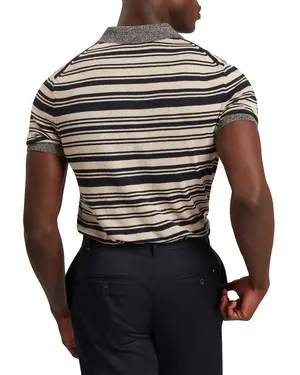 Ted Baker London Brodi Striped Knit Polo Shirt - Navy