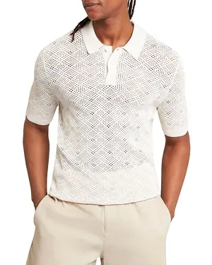 Ted Baker London Geometric Stitch Polo Shirt - Ecru