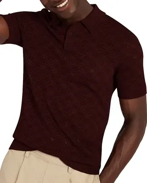 Ted Baker London Geometric Stitch Polo Shirt - Maroon