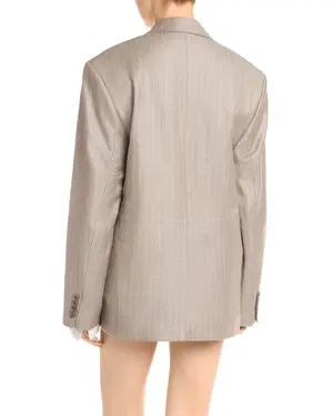 Acne Studios Single-breasted Wool Pinstripe Suit Jacket With Layered Shirting Detail