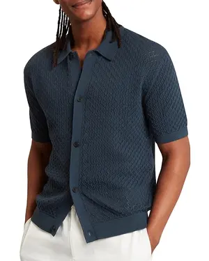 Ted Baker London Domati Relaxed Fit Diamond Crochet Polo Shirt - Mid Navy