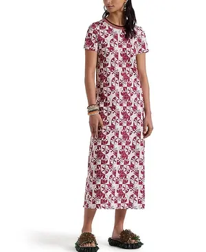 La DoubleJ La Doublej Sporty Swing Dress With Floral Print Eclipse Bordeaux