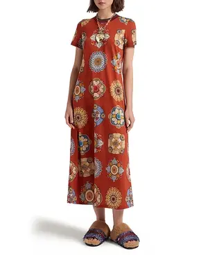 La DoubleJ Sporty Swing Dress With Floral Print - Nucleus Rust