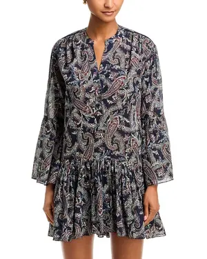 Veronica Beard Novessa Paisley Print Cotton Dress - Navy Multi