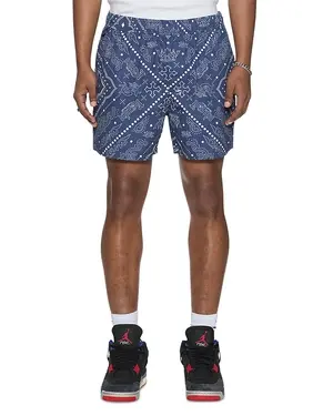 Ksubi Paisley Patterned Broad Shorts - Navy