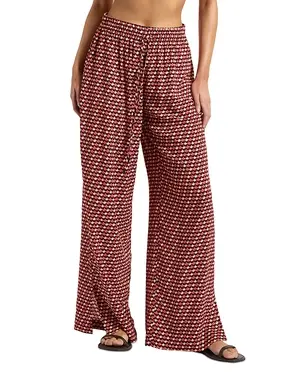 JETS Relaxed Fit Printed Viscose Pants - Rose