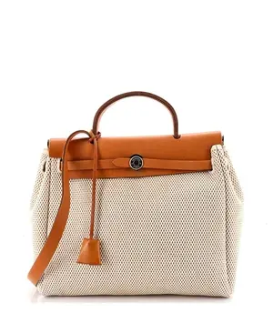Hermès 31 Herbag Zip Criss Viking Toile And Leather - Neutral