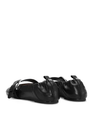 GANNI Butterfly Strap Ballet Flats - Black