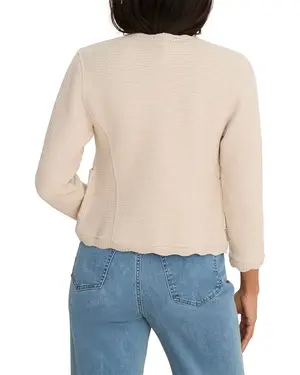 NIC+ZOE Scalloped Trim Weave Mix Knit Jacket