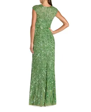 Mac Duggal Embellished High Neck Cap Sleeve Gown