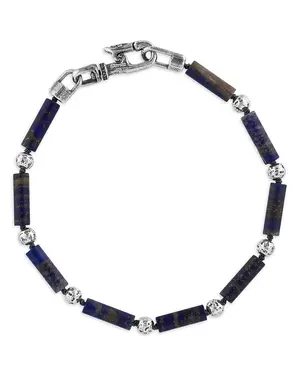 John Varvatos Sterling Lapis Lazuli Bead Link Bracelet - Silver