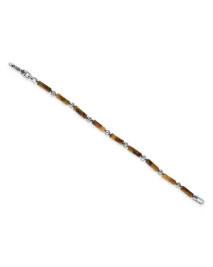 John Varvatos Sterling Tiger Eye Bead Bracelet