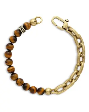 John Varvatos Tiger Eye And Link Bracelet - Brass