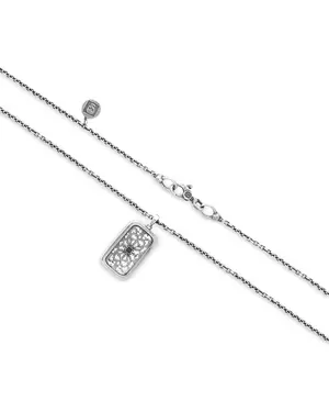 John Varvatos Sterling Black Diamond Ornate Gothic Tag Pendant Necklace