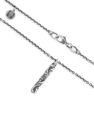 John Varvatos Sterling Gothic Design Bar Pendant Necklace