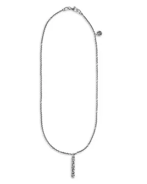 John Varvatos Sterling Gothic Design Bar Pendant Necklace