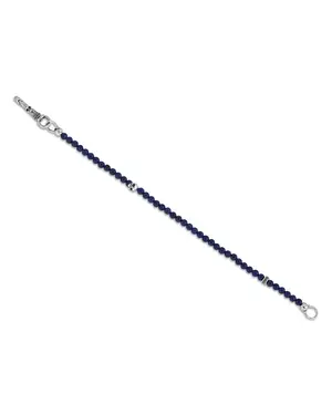 John Varvatos Sterling Lapis Lazuli & Skull Bead Bracelet