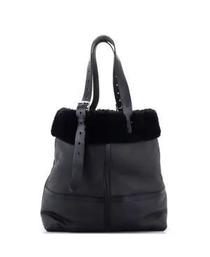 Hermès Aviateur Etriviere Shopping Tote Bag Cristobal With Vache Hunter And Shearling