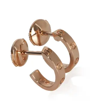 CARTIER Small Model Love Hoop 18k Rose Gold Earrings
