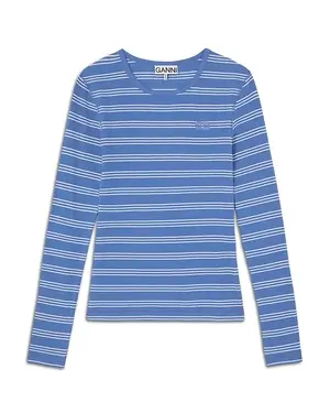 GANNI Striped Long Sleeve Top
