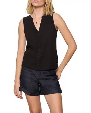 Sanctuary Button Front Tank Top - Black