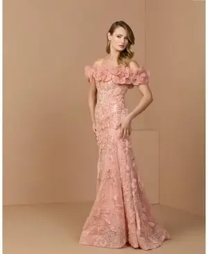 Mac Duggal Off-the-shoulder Mermaid Gown With 3d Floral Embellishments