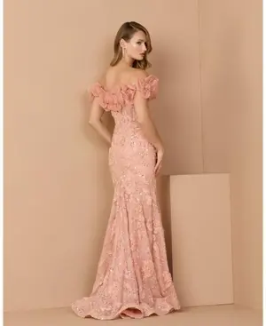 Mac Duggal Off-the-shoulder Mermaid Gown With 3d Floral Embellishments