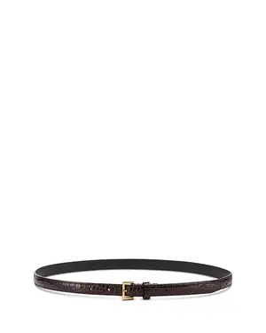 FRAME Petite Square Buckle Belt - Pomegranate Croc