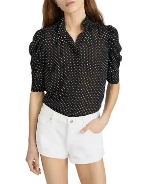 FRAME The Gillian Silk Top - Black Multi