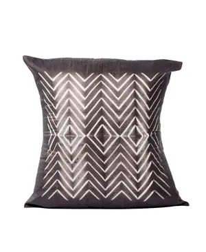 STUDIO VARIOUSLY Naami Handcrafted Shibori Print Mulberry Silk Pillow, Cover Only, 20 X 20 - Black