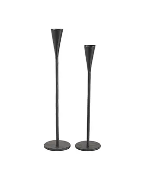 CREATIVE WOMEN Gemini Handforged Iron Candle Stands, Set Of 2 - Black