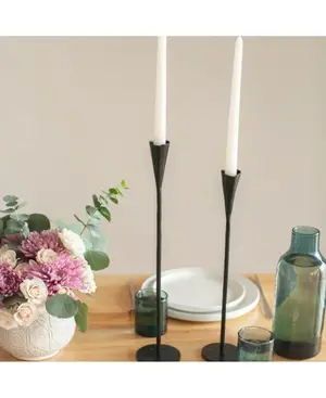 CREATIVE WOMEN Gemini Handforged Iron Candle Stands, Set Of 2