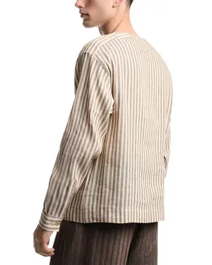 Emporio Armani Striped Linen & Cotton Shirt