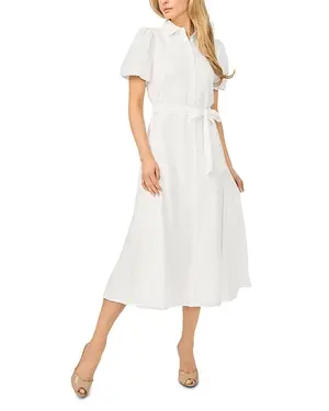 CECE DUPRAZ Puff Sleeve Belted Shirtdress