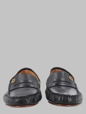 Versace Leather Loafers With Gold Tone Detail