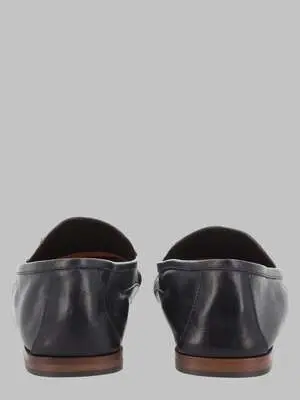 Versace Leather Loafers With Gold Tone Detail