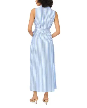 Vince Camuto Sleeveless Striped Button-up Maxi Dress - Blue Cloud
