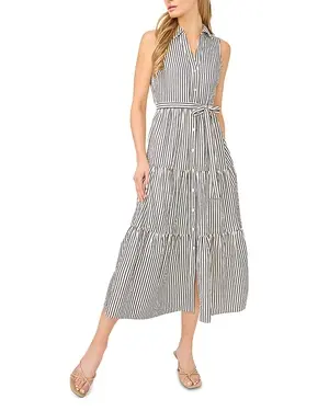 CECE DUPRAZ Sleeveless Collared Midi Shirtdress