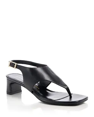 STUART WEITZMAN Square Toe Thong Sandals With Ankle Strap