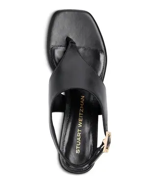 STUART WEITZMAN Square Toe Thong Sandals With Ankle Strap