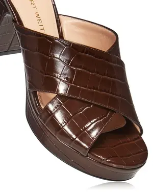 STUART WEITZMAN Dyna Croc Effect Platform Sandals
