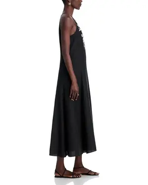 Kobi Halperin Regina Embroidered Midi Dress - Black