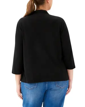 Karen Kane 3/4 Sleeve Zip Up Top - Black