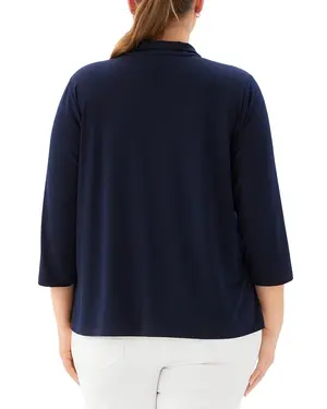 Karen Kane 3/4 Sleeve Zip Up Travel Top - Navy