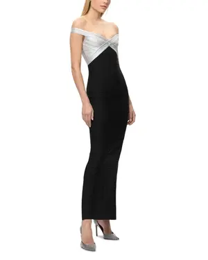 Herve Leger Metallic Bonnie Gown